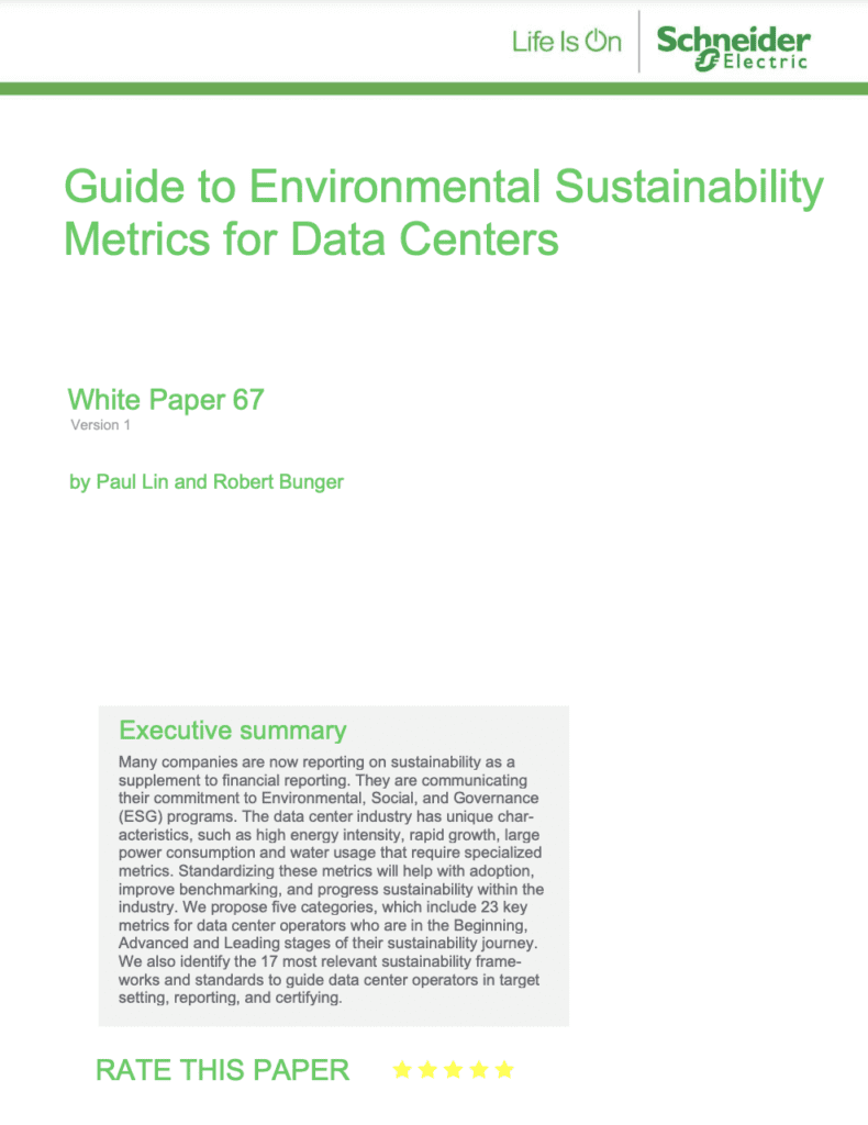 Key guidance on environmental sustainability metrics for data centres